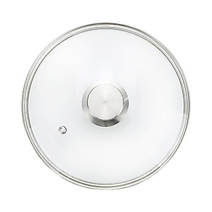 Bitray Glass Lid Cover for Frying Pan Fits Most of 8-inch Round Pots Pans Cookware Clear Glass Pot Lid with Round Knob