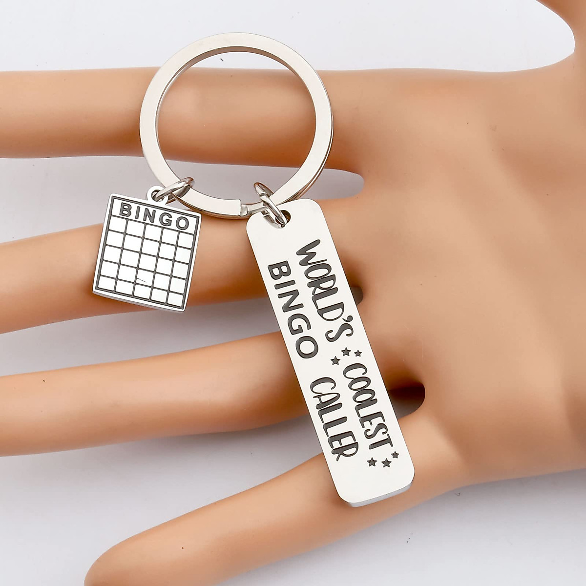 WSNANG Funny Bingo Player Gift World's Coolest Bingo Caller Keychain Bingo Winner Gift Bingo Lover Gift (Bingo Caller KC)