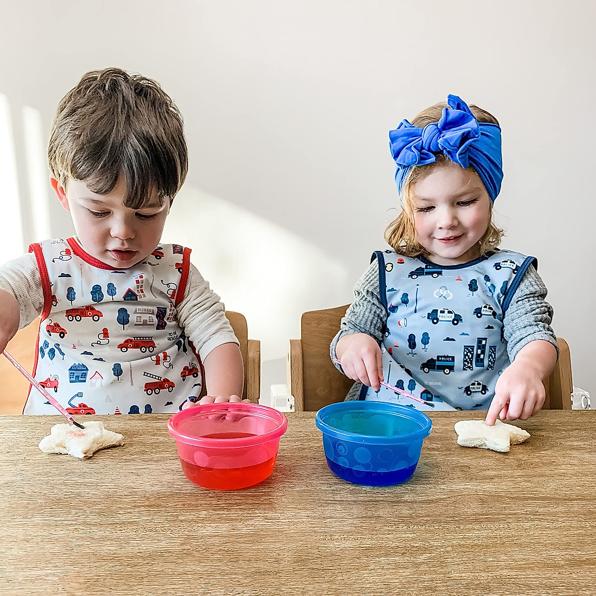 BapronBaby Be Brave - Firefighter Bapron - No Neck Tie Safer Bib for Baby & Toddler - Soft Waterproof Stain Resistant - Machine Washable - Sz Baby/Toddler 6m-3T