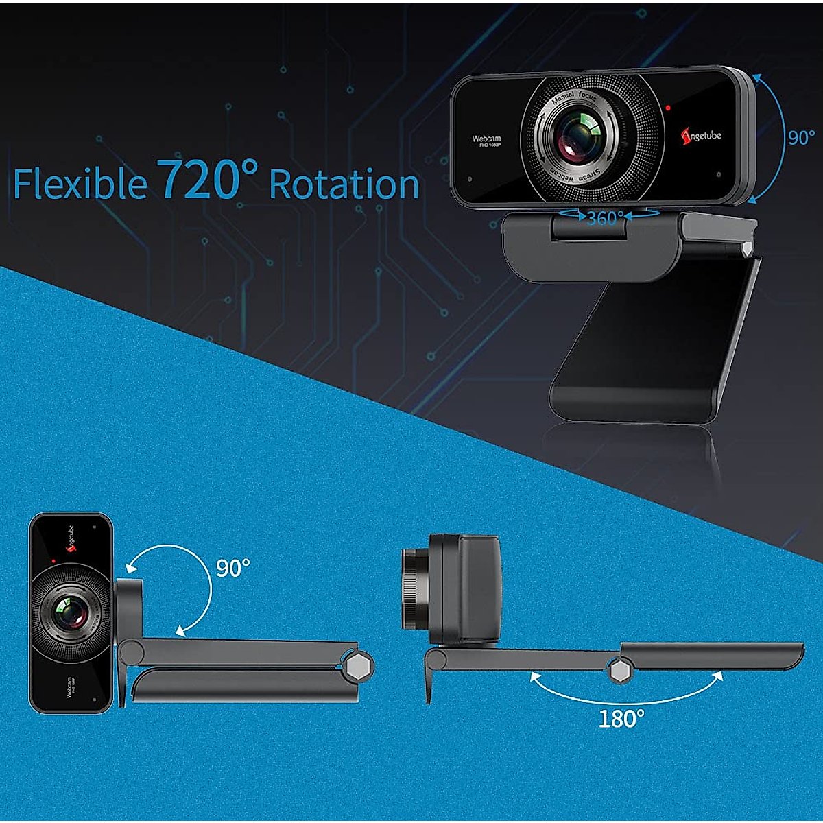 Angetube 1080P Webcam with Microphone - USB Computer Camera for Laptop/Desktop/Mac - HD PC Web Cam for Zoom/Skype/Teams/Xbox, Streaming | Video Conferencing | Calling