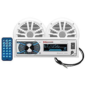 BOSS Audio Systems MCK632WB.6 Marine Weatherproof Receiver and Speaker Package - Bluetooth Audio, USB, MP3, AM FM, Aux-in, no CD Player, 6.5 Inch Weatherproof Speakers, Marine Dipole Antenna