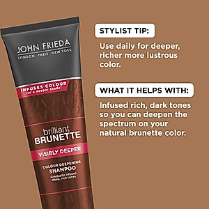 John Frieda Midnight Brunette Visibly Deeper Colour Deepening Shampoo, 8.3 Ounces - Packaging May Vary