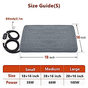 GASUR Heated Cat Bed, Waterproof Electric Pet Heating Pad for Dogs Cats with Timer, Dog Cat Bed for Winter with Temperature Adjustable,Auto Power-Off,Anti-bite Heated Pet Bed Indoor for Whelping Box