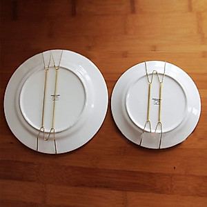 MroMax Plate Hanger 13.98" W Type Stainless Steel Plate Hangers Invisible Wall Hooks for Walls Compatible Decorative Plates Hooks Dish Display Holder Golden 1PCS