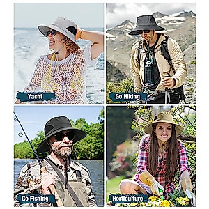 Wmcaps Sun Hats for Men Women, UPF 50+ Wide Brim Waterproof Boonie Bucket Hat for Fishing, Hiking, Garden, Safari, Outdoor Dark Grey