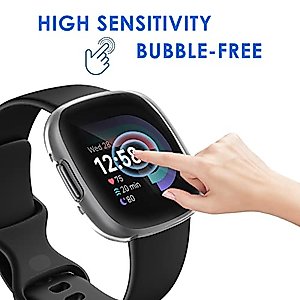 NANW 4-Pack Screen Protector Case Compatible with Fitbit Sense 2/Versa 4, Soft TPU Plated Bumper Full Cover Protective Cases for Versa 4/Sense 2 Smartwatch [Scratch-Proof]