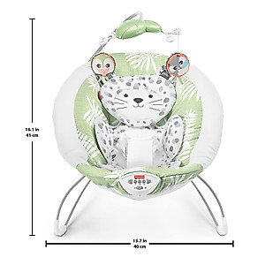 ​Fisher-Price Snow Leopard Deluxe Bouncer, Bouncing Baby seat with Soothing Music, Sounds, and Vibrations
