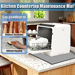 Dishwasher Drain Pan Mat, Portable Dishwasher Silicone Mat with Raised Edge, Small Dishwashers Drip Pan Dishwashers Tray for Leaks, Non-Slip Waterproof Protector Pad, 23.6''x23.6''