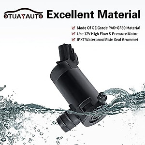 Windshield Washer Pump Replacement for Ford F150,Escape,Focus Lincoln, Mazda, Mercury - OTUAYAUTO Factory OE Style with Grommet Replaces OEM WG-318, F6SU17664DA, 7L8Z-17664-A