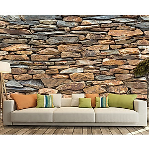 GREAT ART Large Photo Wallpaper – Shale Stonewall – Photo Decoration Stones Optic Mural Rocks Walls Rustic Stone Industrial Design Look Wall Decor Image Decor Wall Mural (132.3x93.7in - 336x238cm)