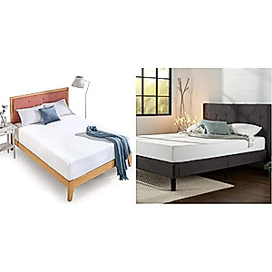 ZINUS 12 Inch Green Tea Cooling Gel Memory Foam Mattress, King & Shalini Upholstered Platform Bed Frame/Mattress Foundation/Wood Slat Support/No Box Spring Needed, Dark Grey, King