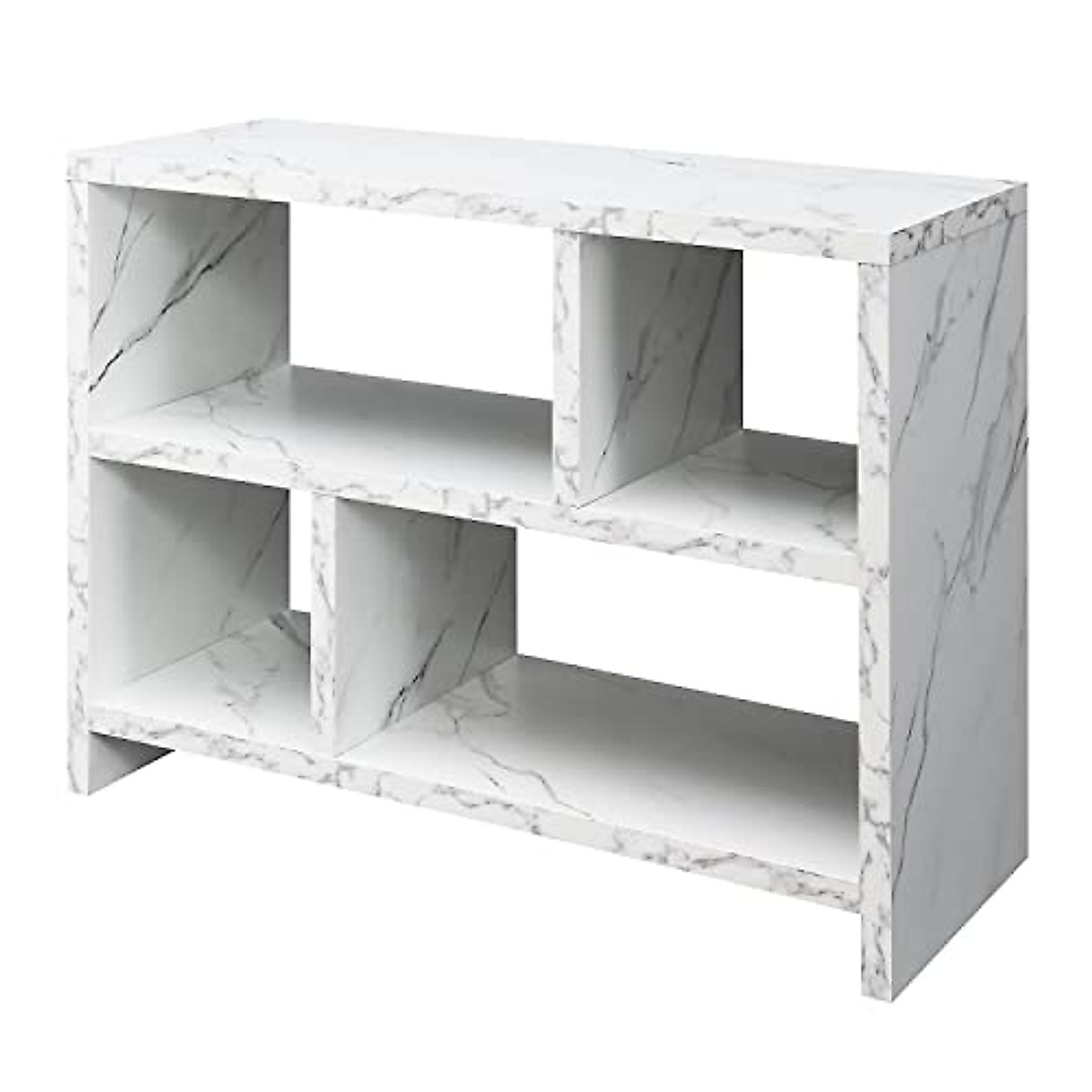 Convenience Concepts Northfield Console 3-Tier Bookcase, White Faux Marble