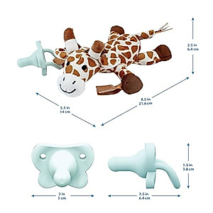 Dr. Brown's Lovey Pacifier and Teether Holder, 0 Months Plus, Giraffe with Green Pacifier