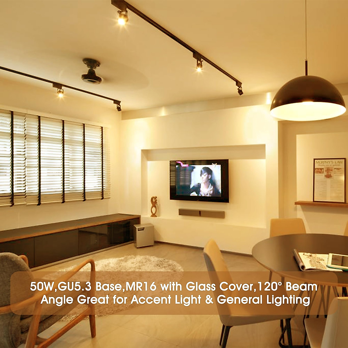 MR16 Halogen Bulb 50W, 6 Pack 12V MR16 Light Bulbs GU5.3 Base, Dimmable Spotlight 2800K Warm White with Clear Glass Cover, MR16 2 Pin Halogen Lamps for Landscape, Track Lights, Range Hood Lights