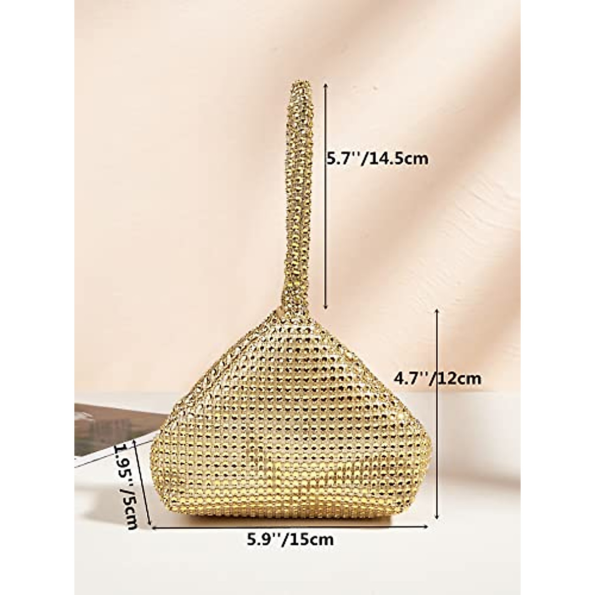 Verdusa Women's Rhinestone Evening Handbag Mini Bag Clutch Purse Gold one-size