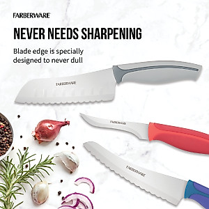 Farberware Precise Slice Utility Knife Set, 3 Piece, Multicolor