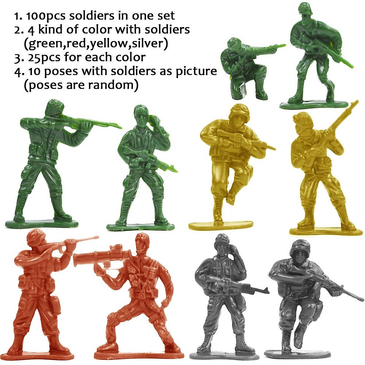 3 otters 250PCS Army Men Military Set, Military Figures and Accessories with Hand Bag World War II Army Men Toys for Boys
