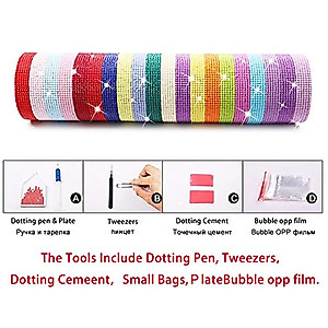 DIY 5D Diamond Painting by Number Kits, Crystal Rhinestone Diamond Embroidery Paintings Pictures Arts Craft for Home Wall Decor, Full Drill,Cartoon