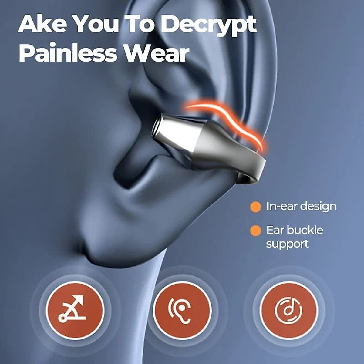 seuloo Blueoxy Wireless Ear Clip Bone Conduction Headphones,Ear Clip Bone Conduction Headphones Bluetooth,Bone Conduction Earbuds (Black-A)