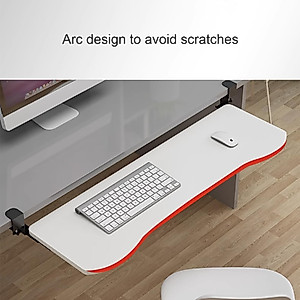 Under Desk Keyboard Tray, Large Height Adjustable Under Desk Keyboard Tray, C-clamp Mount System, Slide-Out Platform Computer Drawer for Typing