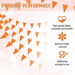 Preboun 400 ft Solid Pennant Banners Flags 240 Pcs String Hanging DIY Triangle Bunting Bulk Garland for Grand Opening Carnival Birthday Party Decoration Festival Celebration Outdoor (Orange)