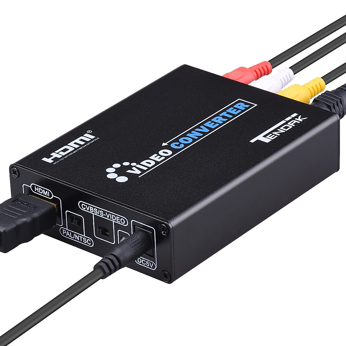 Tendak HDMI to Composite 3RCA AV S-Video R/L Audio Video Converter Adapter Upscaler Support 720P/1080P with RCA/S-Video Cable for PC Laptop Xbox PS3 TV STB VHS VCR Camera Blue-Ray DVD