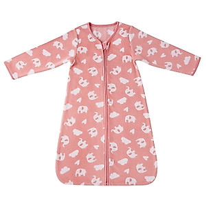 DaysU Micro Fleece Baby Sleep Sack with Long Sleeves, Plush Warm Baby Sleeping Bag with 2-Way Zipper, Unisex Sleep Sack for Infant Newborn 6-12 Months, Elephant