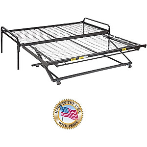 dream's SOLUTION Twin Size (39 inch W) Dark Black Metal (Daybed) Pop Up Trundle Frame Twin Size
