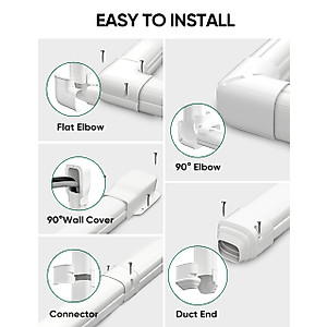 Plusluck 4" 14Ft Mini Split Line Set Cover Kit PVC Decorative Pump Covers AC Line Cover for Outside Units Air Conditioners & Heat Pump