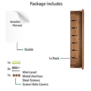 brightmaison Mante Entryway Organizer with Key Holder and Coat Rack, 6 Hooks For Hanging Face Masks, 30" Wood Walnut