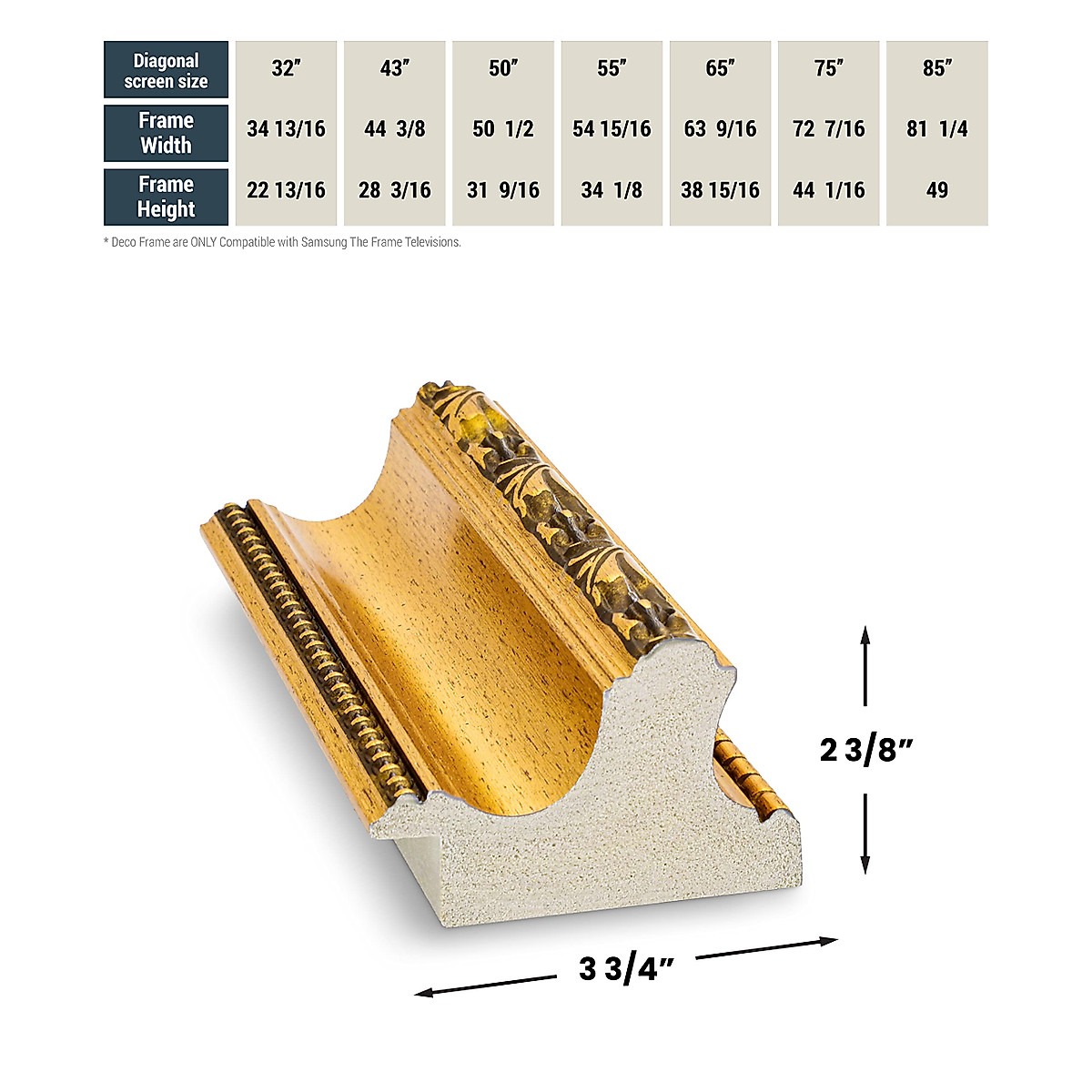 Frame My TV Deco TV Frames - Ornate Gold Smart Frame Compatible ONLY with Samsung The Frame TV (65", Fits 2021-2025 Frame TV)