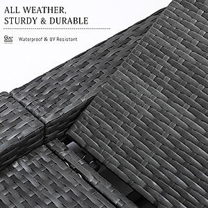 BULEXYARD Black Patio PE Wicker Lounge Chaise Chair Sets of 2 Conversation Rattan Outdoor Furniture Heavy Duty Deep Seating Recliner Handwoven (Black Lounge Chaise x2)