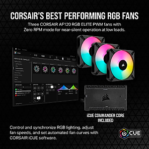 Corsair iCUE H150i Elite CAPELLIX XT Desktop Liquid CPU Cooler - Three AF120 RGB Elite Fans - 360mm Radiator - Intel® LGA 1700, 1200, 115X, 2066, AMD® AM5, AM4 - Included iCUE Commander CORE - Black