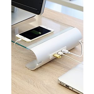 j5create Monitor Stand with 3-port USB 3.0 HUB JUT325 | Aluminium Legs and Clear Tempered Glass Monitor Riser | Compatible with iMac/Windows/Chrome/Linux Laptop, Macbook