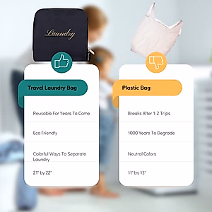 Travel Fanatics Soft Travel Laundry Bag with Zipper and Drawstring, Black, 21” x 22” – Keep Your Dirty Clothes Separate and Your Suitcase Organized – Expandable, Durable, and Foldable Laundry Bag