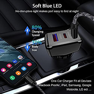 Super Fast Car Charger for iPhone 14 Pro Max 13 12 11 SE iPad Pro, 78W Cigarette Lighter USB Charger Adapter, PD 30W & QC 18W Android Phone Auto Cargador for Samsung Galaxy S23 S22 Ultra S21,Pixel 7