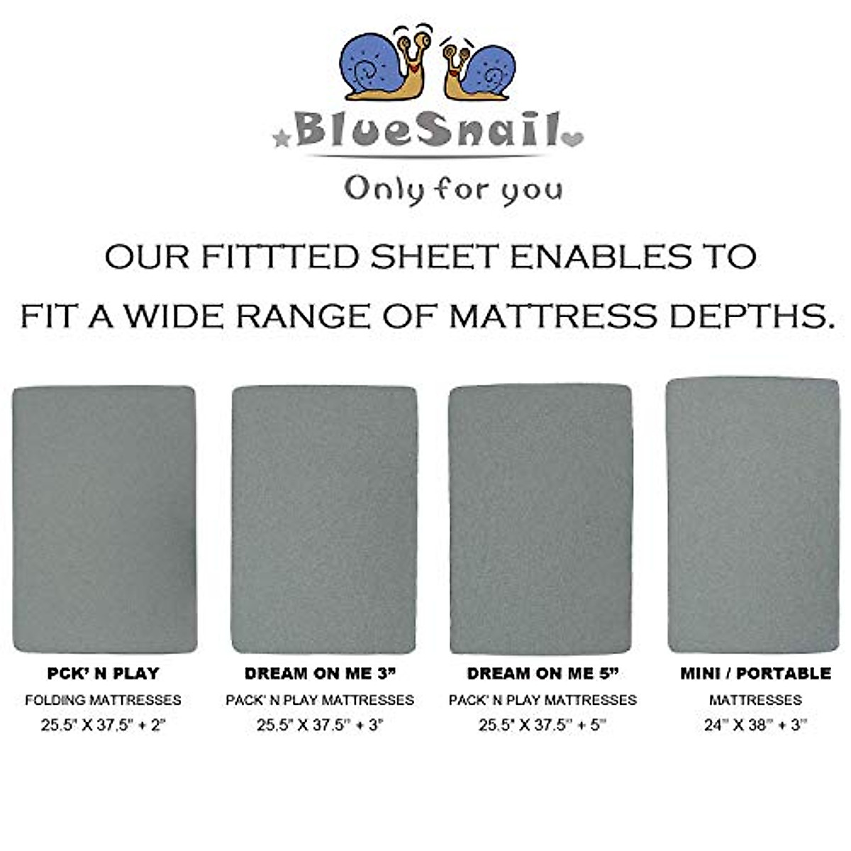 BlueSnail Waterproof Crib Fitted Sheets, Crib Mattress Protector for Standard Crib and Toddler Mattresses(2 Pack,Heather Gray)