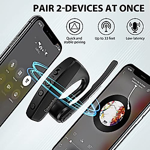Conambo Bluetooth Headset V5.1, 720hrs Standby Wireless Headset CVC8.0 Multi Mic Noise Cancelling Bluetooth Earpiece for Cellphone iPhone Android Samsung