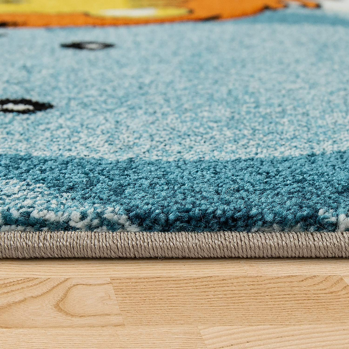 Paco Home Kids Room Rug Cute Zoo Animals Jungle Lion and Elephants in 3D Effect Colorful, Size: 3'11" x 5'7"