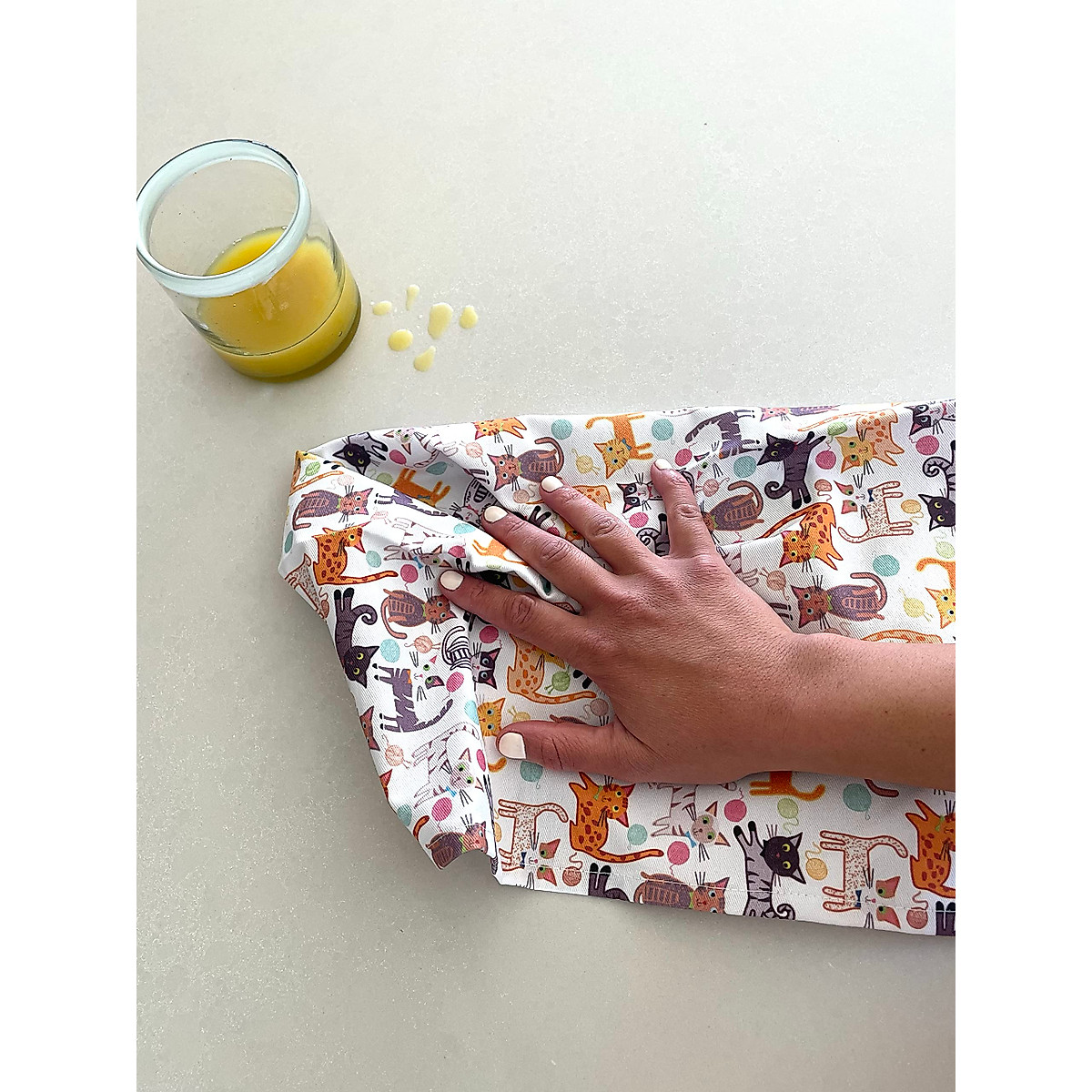 Sunshine Vibes Cat Tea Towels Set of 2 100% Cotton cat Lover Pattern with Hanging Loop; to Tackle All of Your Drying, Wiping and Cleaning Kitchen tasks for cat Lover!