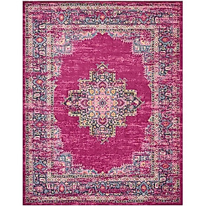 Nourison Passion Fuchsia 8' x 10' Area-Rug, Boho, Traditional, Easy-Cleaning, Non Shedding, Bed Room, Living Room, Hallway (8x10)