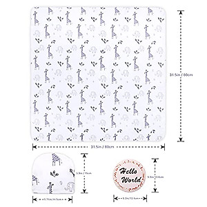 Elstey Newborn Swaddle Receiving Blanket Hat Set for 0-3-6 Months Babies, Soft Nursery Wrap for Infant Boy Girl, Stretchy Swaddling Sleep Sack, Baby Photography Props, Perfect Shower Gift (Giraffe)