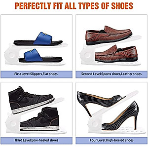 YIHATA Shoe Slots Organizer, Adjustable Shoe Stacker Storage Space Saver, Double Deck Shoe Rack Holder for Closet Organization, Thickening Quality Upgrade (16Pack, White)