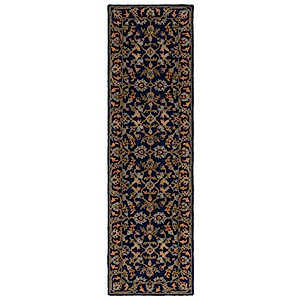 SAFAVIEH Blossom Collection 2' 3" x 12' Navy BLM219A Handmade Premium Wool Entryway Foyer Living Room Kitchen Runner Rug
