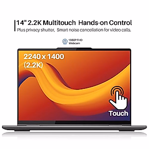 Lenovo 2023 Newest Yoga 7i 2-in-1 Laptop 14" 2.2K Touchscreen,13th Gen Intel 10-Core i7-1355U, Iris Xe Graphics, 16GB LPDDR5 RAM | 512GB SSD, WI-FI 6E,Thunderbolt 4,HD Webcame,Windows 11 H,Storm Grey