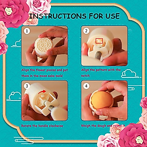 10 PCS Moon cake Molds, Mid-Autumn Festival Hand-Pressure, Square/Round/Flower Mode Patterns 2 Mold 10 Stamps 125g/75g-Cookie Stamps DIY Decoration Press Cake Cutter