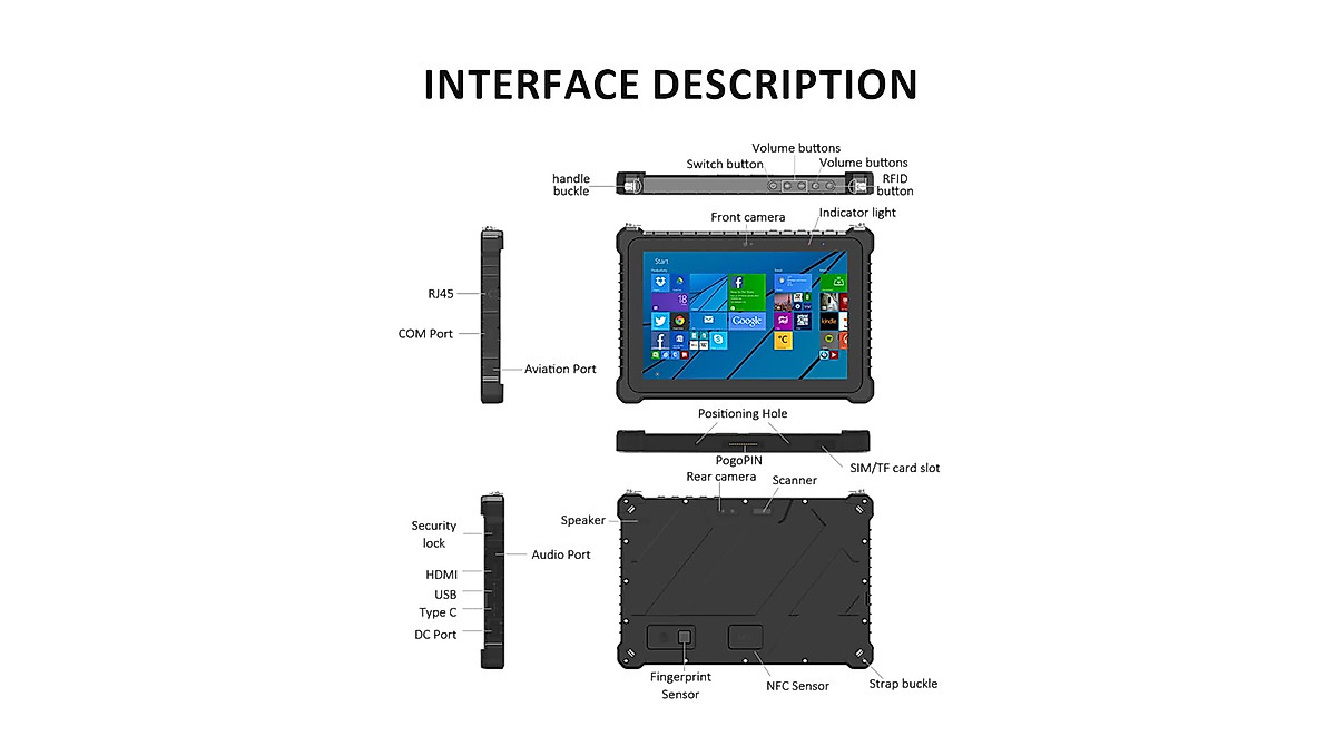 SunKol 10.1" IP67 Rugged Tablet (N5100 8GB+256GB) Windows 11 Pro ...