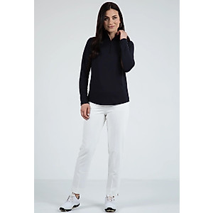 IBKUL Athleisure Wear Sun Protective UPF 50+ Icefil Cooling Tech Long Sleeve Mock Neck Top with Under Arm Mesh 80000 Turquoise Solid S