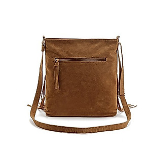 Women Hobo Fringe Crossbody Bag Vintage Small Bohemian Tassel Shoulder Bag Studded Faux Suede Western Hippie Boho Purse (Brown,One Size)