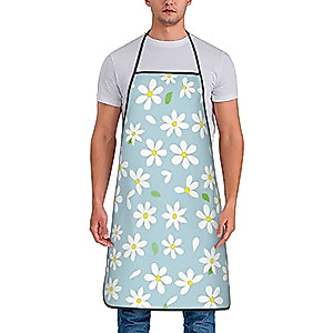 Cute Daisies On A Blue Sky Aprons For Women Men Waterproof Bib Apron Chef Aprons For Kitchen Cooking Baking Bbq Gardening